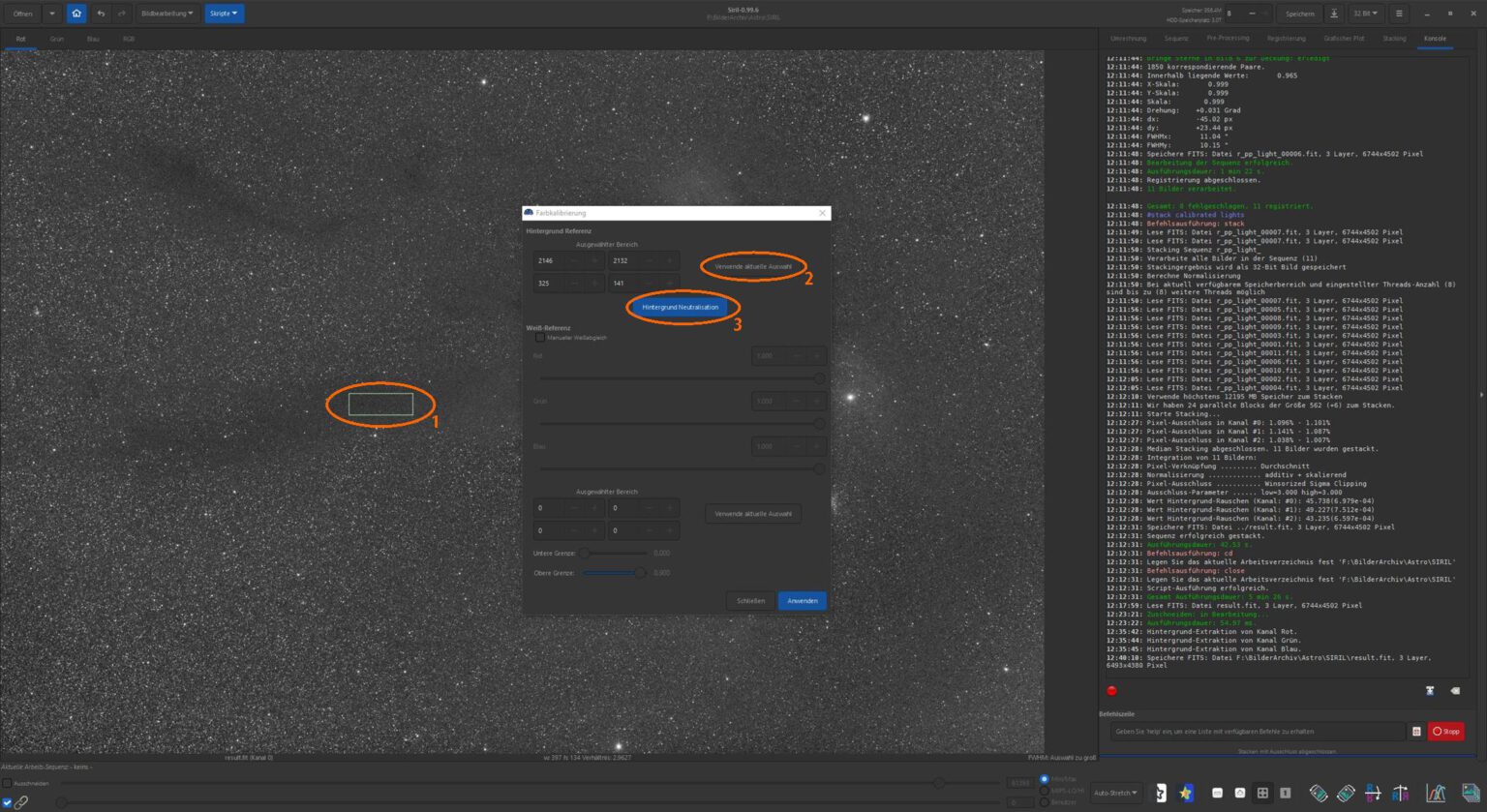 Das Bild ist extrem grün. Wir schalten wieder zurück in den Rot-Kanal ...