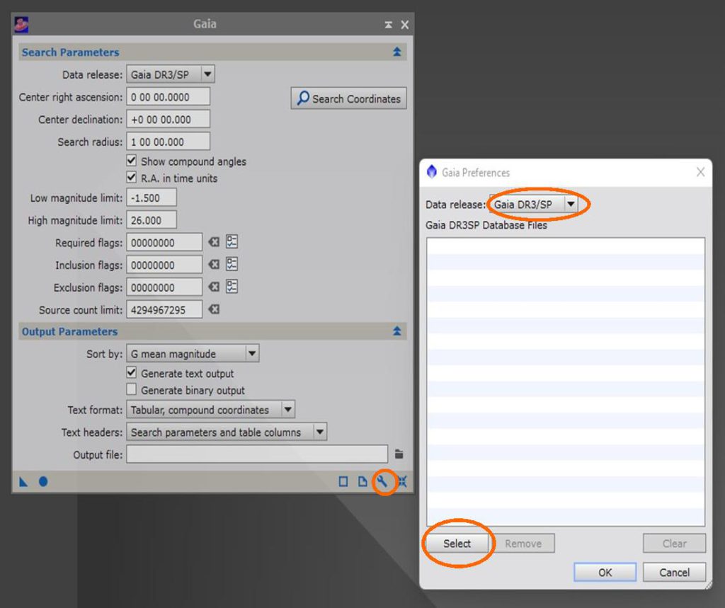 Dateien des Gaia DR3/SP-Katalogs einbinden Auswahl der einzubindenden Dateien des Gaia DR3/SP ...