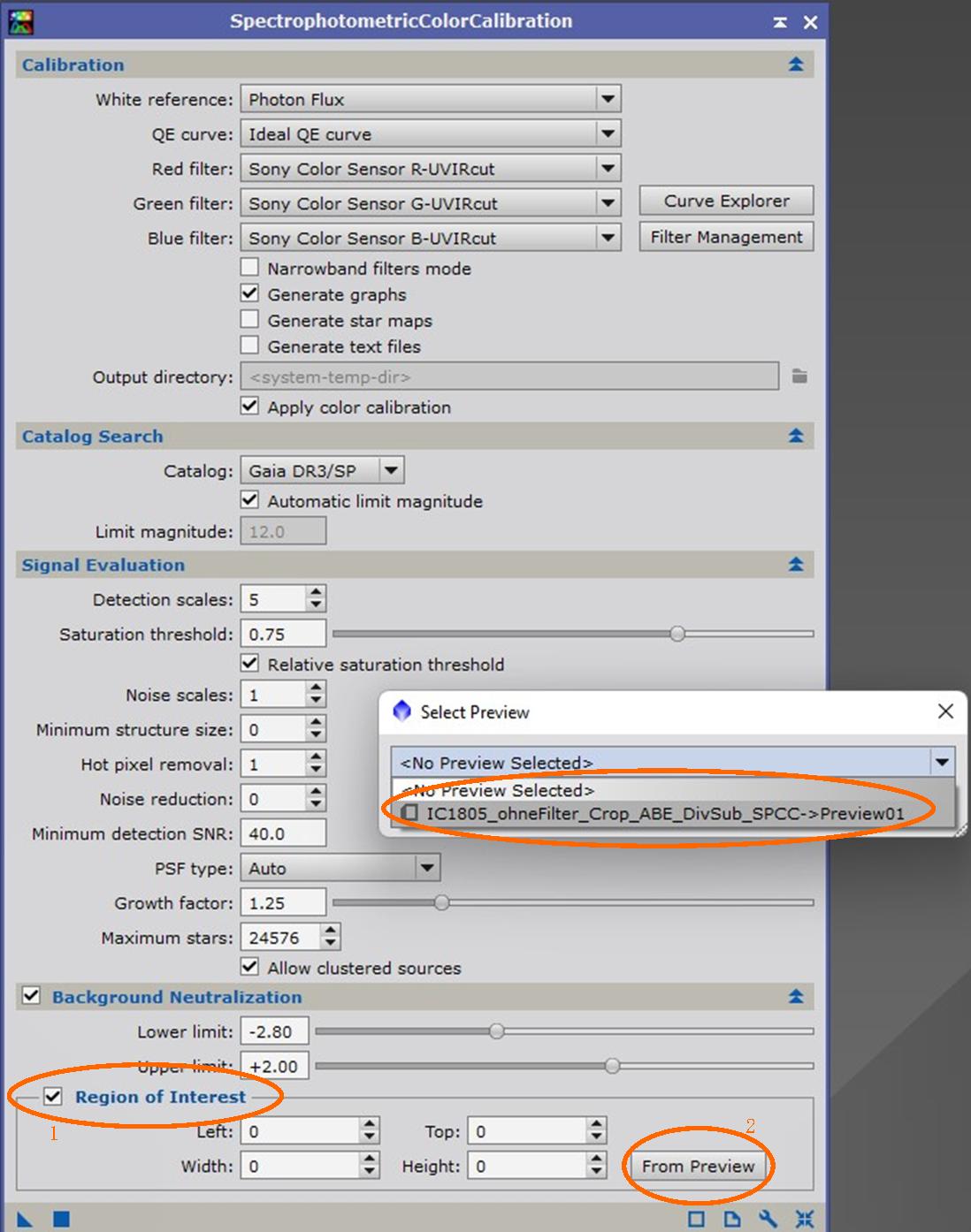 PixInsight SPCC – Spectrophotometric Color Cal.