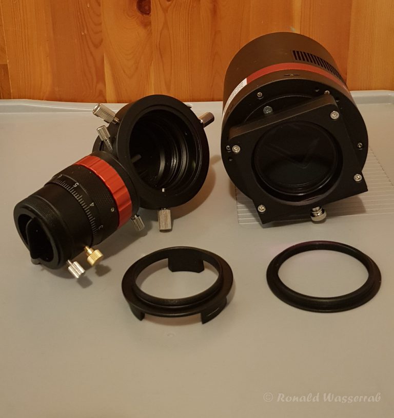 QHY268C mit Filterschublade und Canon-Adapter