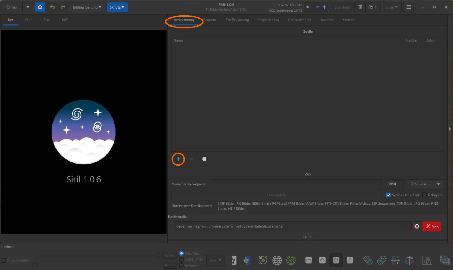 Dateien für die Sequenz laden Bias-Frames für die Sequenz laden Bias ...
