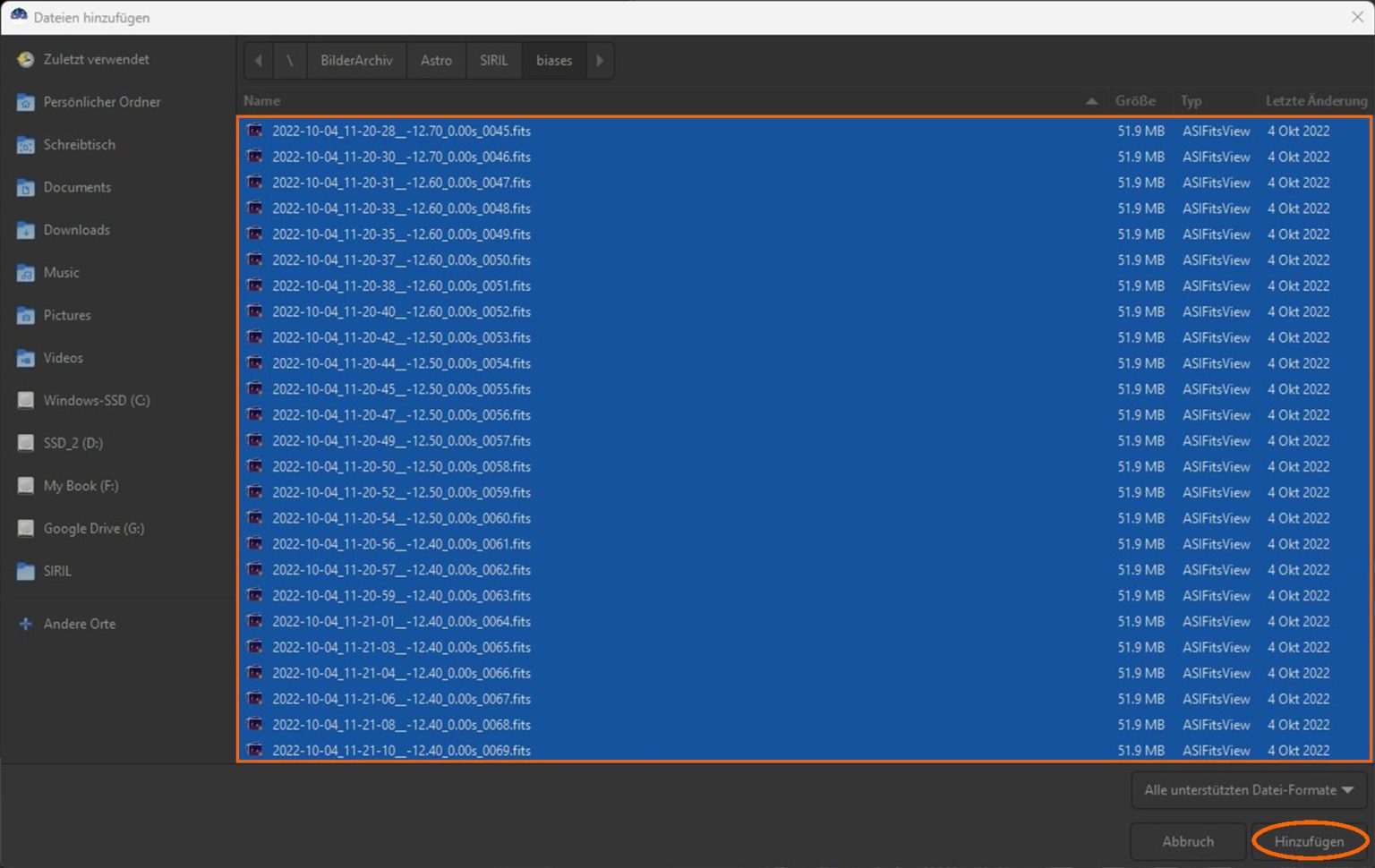 Dateien für die Sequenz laden Bias-Frames für die Sequenz laden Bias ...